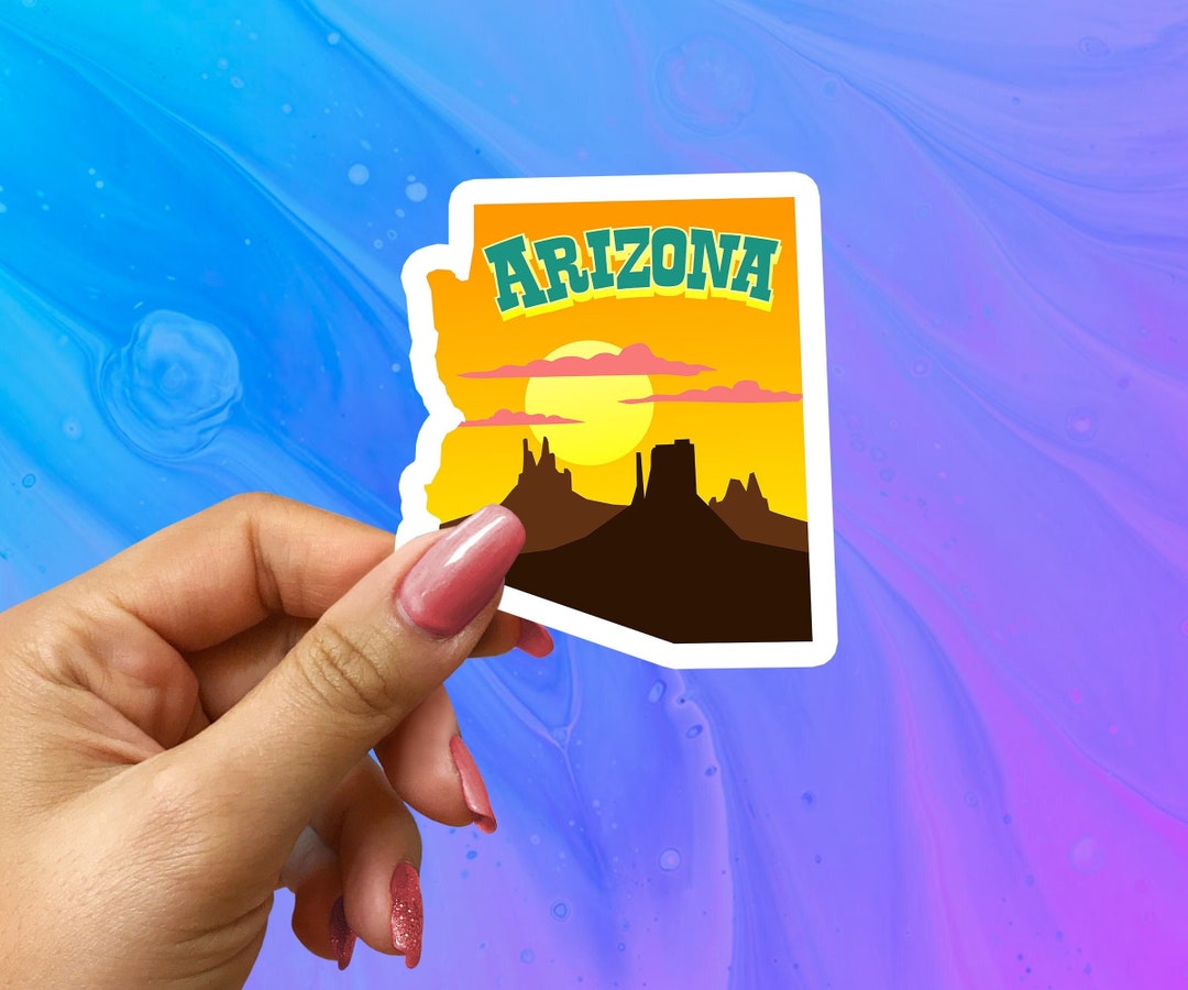 Arizona State Sticker, Arizona Decal, Map of Arizona Laptop Stickers ...