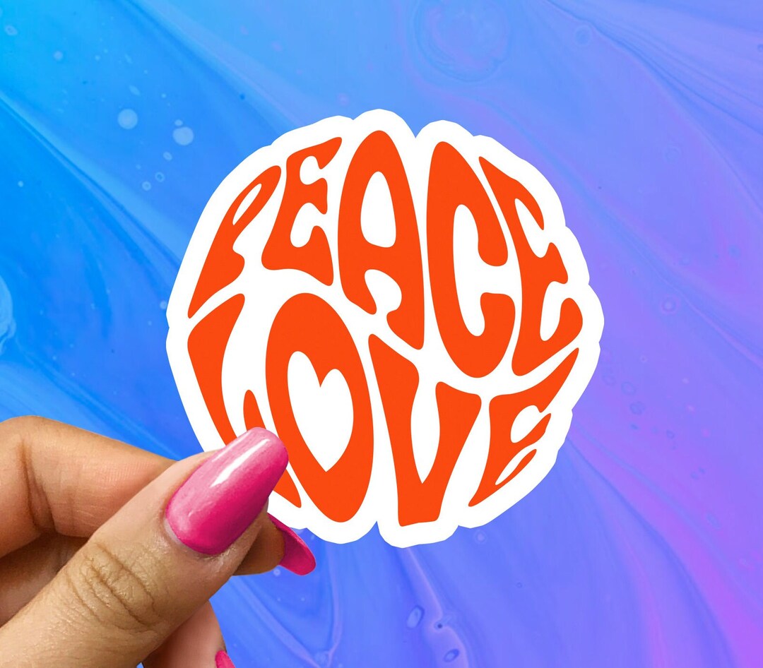 Retro Peace Love Sticker: Glossy Hippie Decal - Etsy