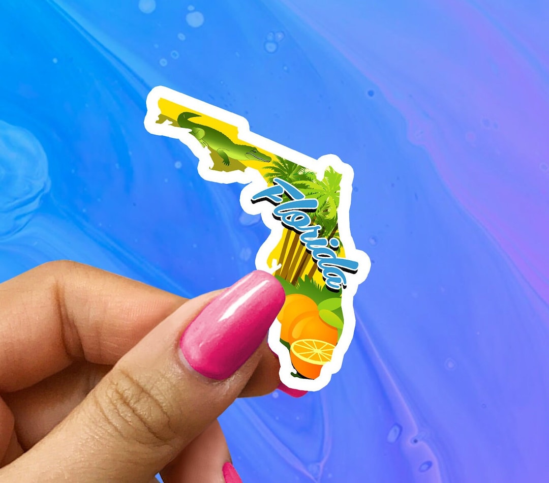 Florida State Sticker, Florida Decal, State Laptop Stickers, Waterproof ...
