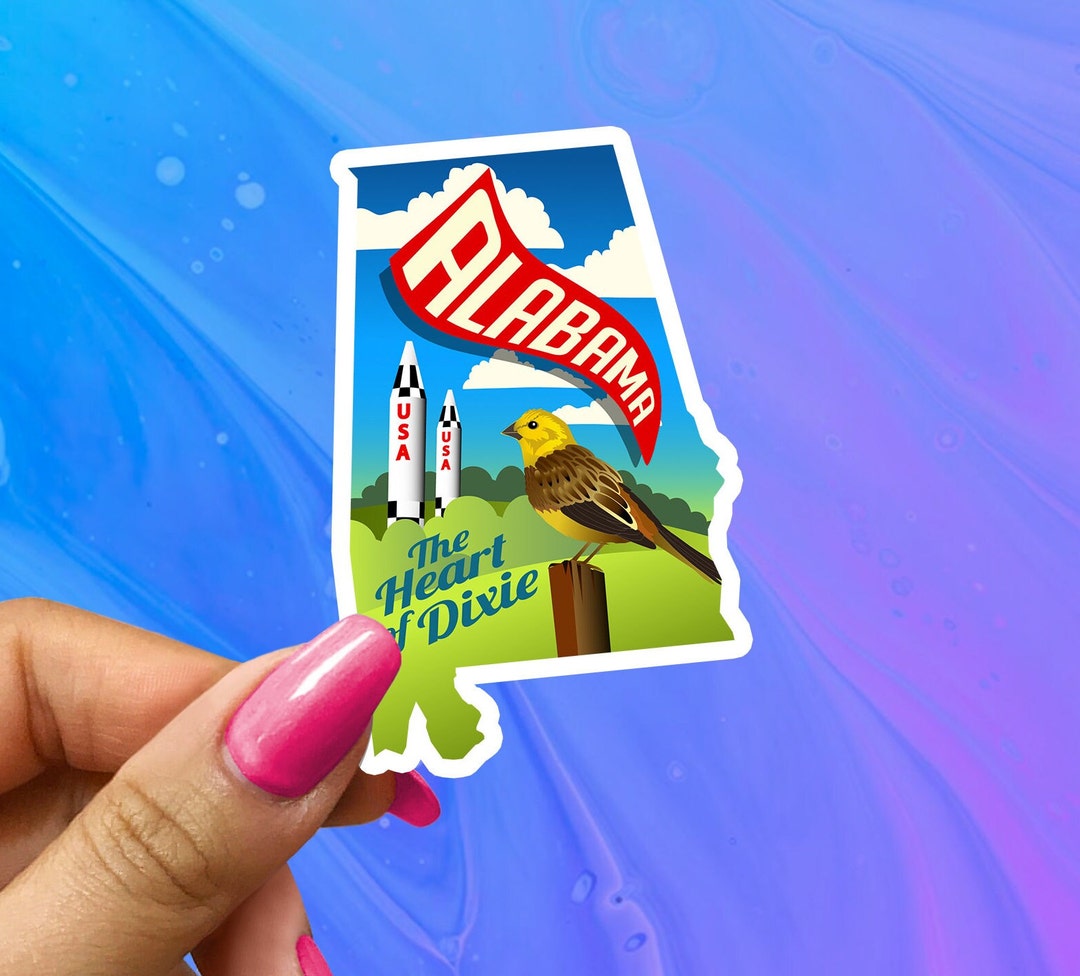 Alabama State Sticker, Alabama Decal, State Laptop Stickers, Waterproof ...