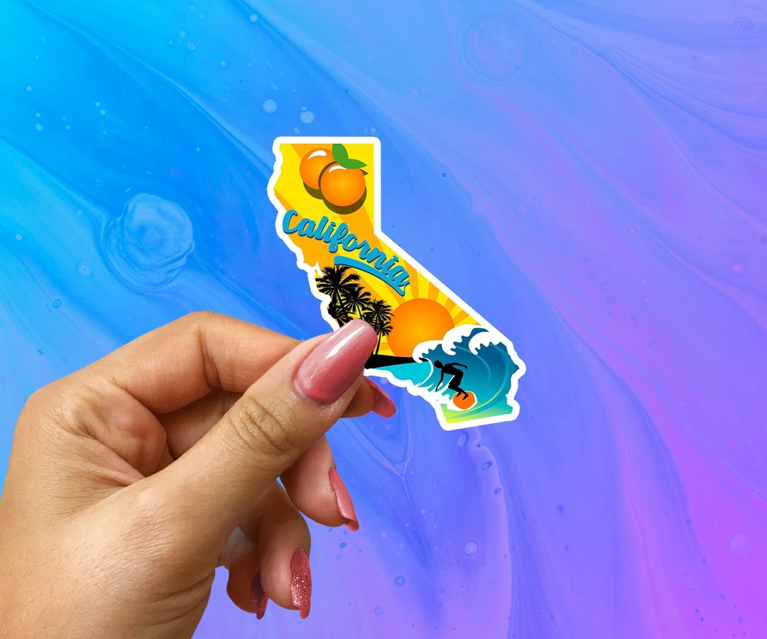 State of California Stickers, California Map Decal, Cute Water Bottle ...