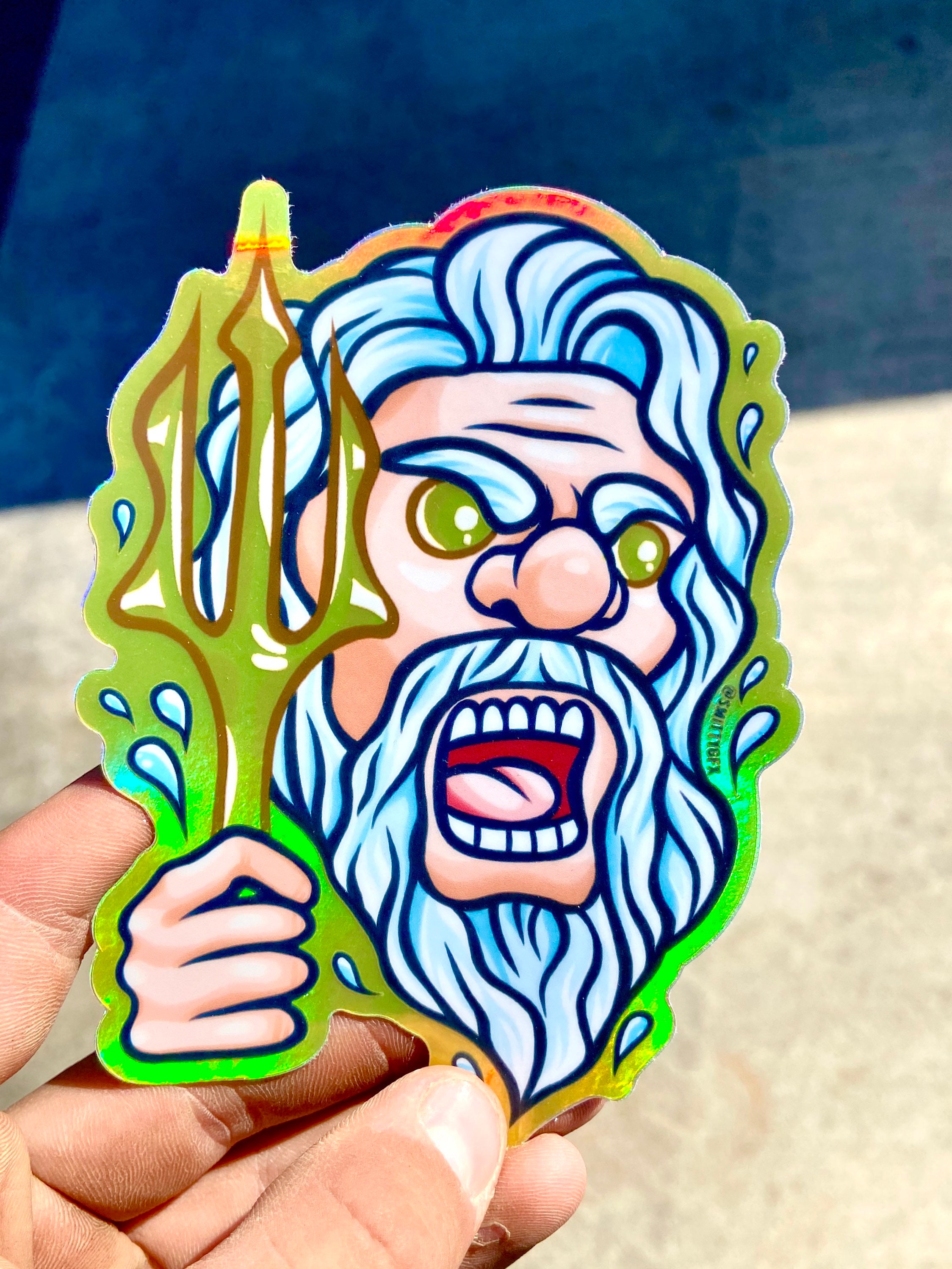Poseidon Sticker Gold Holographic Sticker 4x3 Greek God of - Etsy