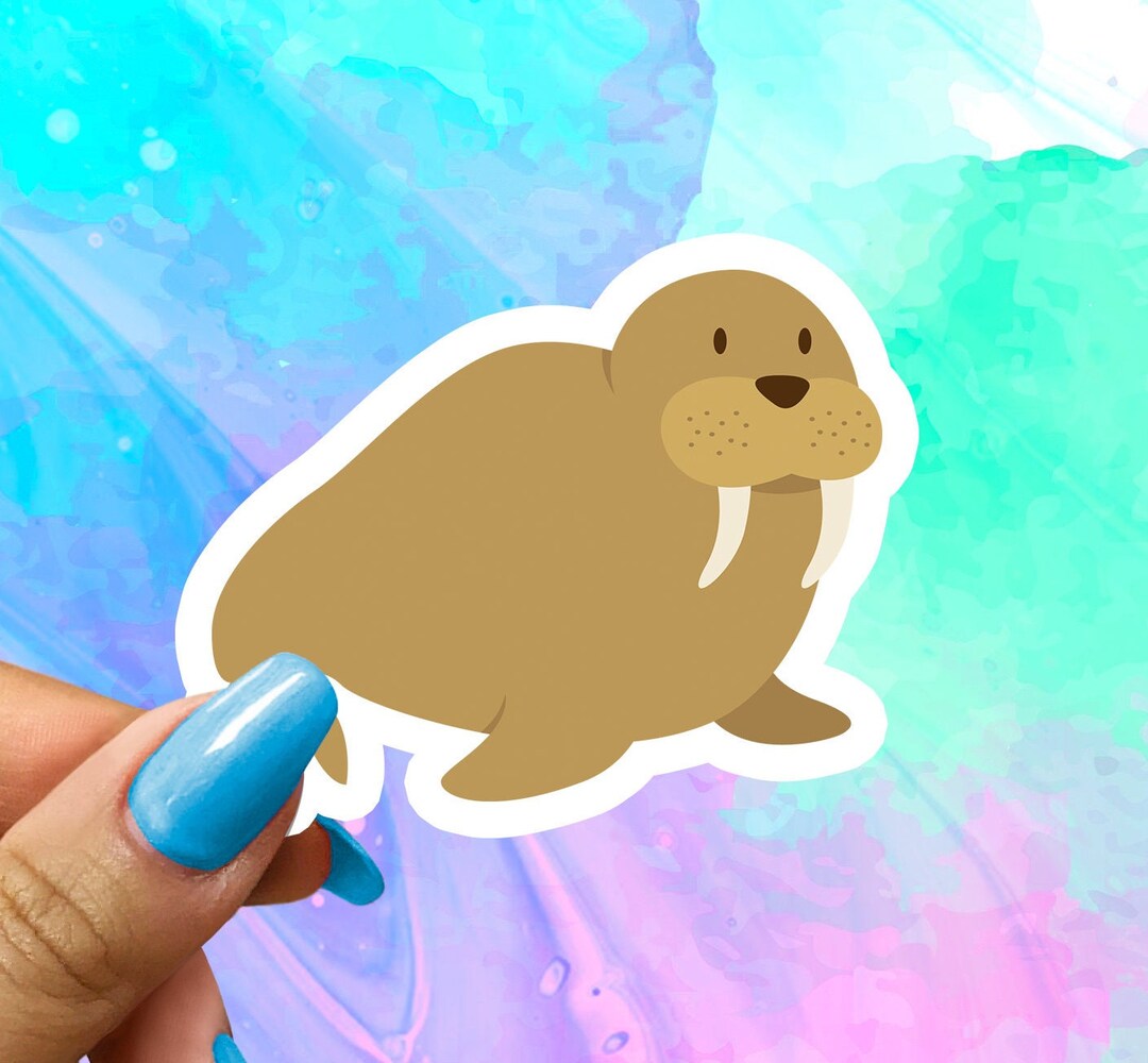 Adorable Walrus Stickers, Cute Animal Stickers, Vinyl Laptop Stickers ...