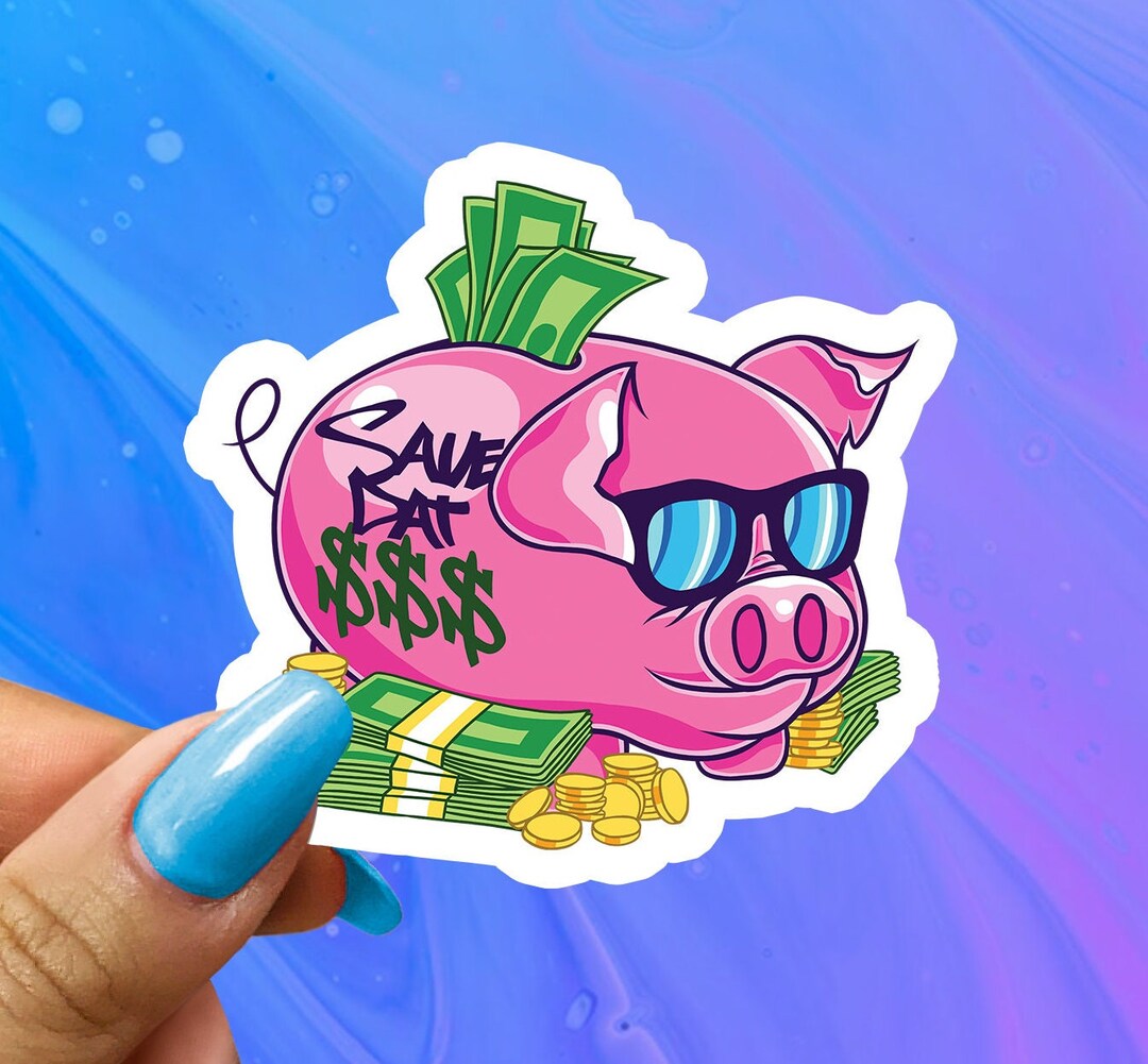 Save That Money Sticker: Piggy Bank Waterproof Decal - Etsy