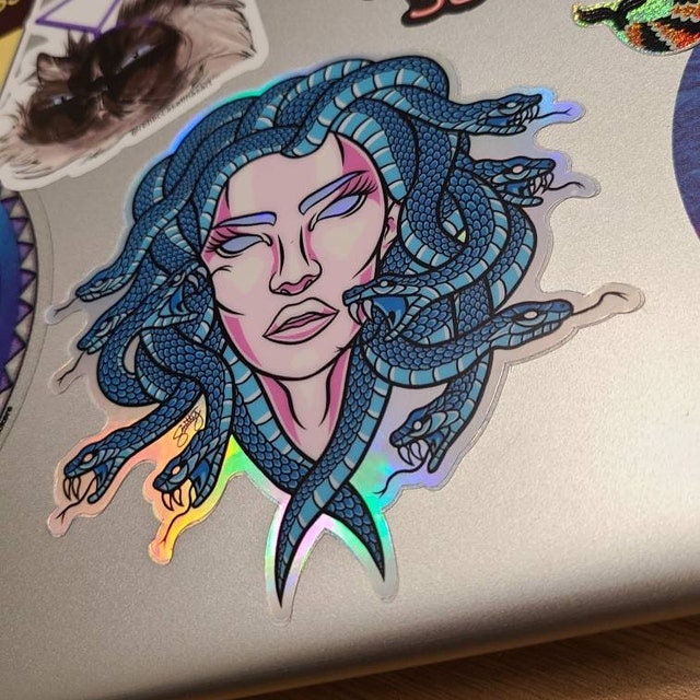 Medusa Sticker Holographic 4x4 Water Bottle Sticker | Etsy