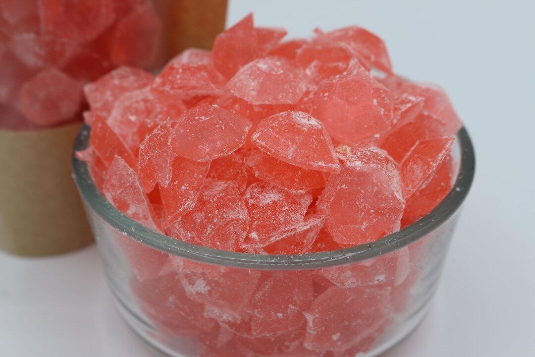 Strawberry Hard Tack Candy, Rock Candy, Old-fashioned, Homemade, Glass ...
