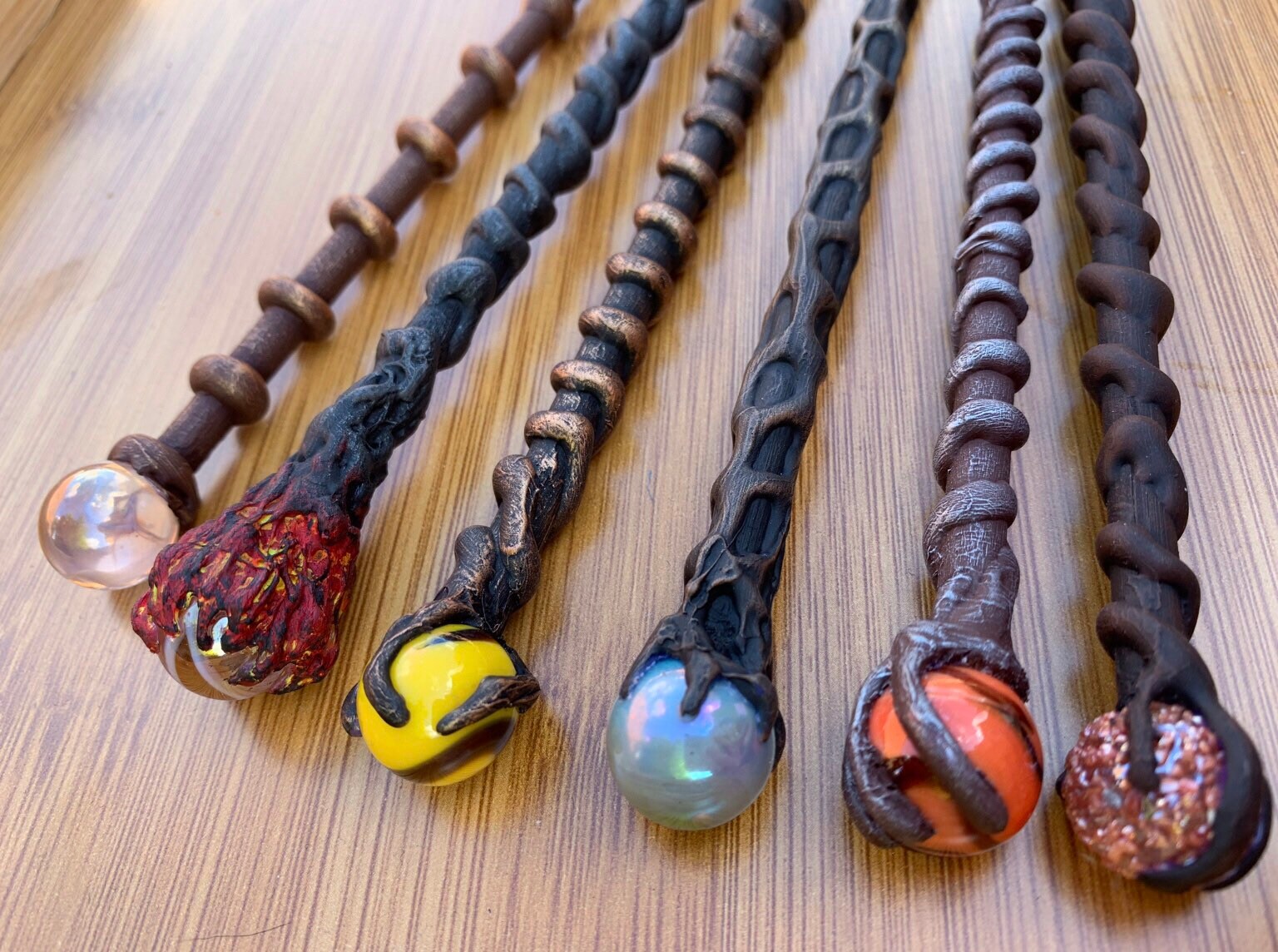 Handmade Marble Topped Wooden Wands Inspired by Wizardry and - Etsy UK