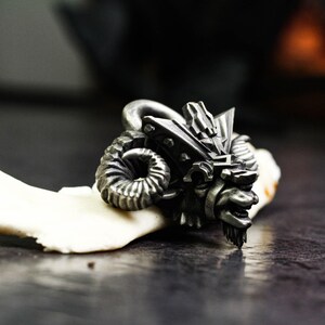 Armored Sheep's Head Pendant,ram Skull Aries Horn Sheep Jewelry ...