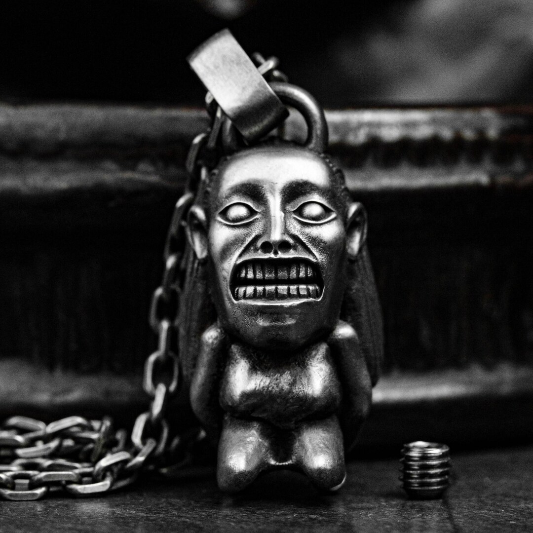 Mayan Tribal Witch Cremation Urn 925 Silver Pendant - Sacred Ritual ...