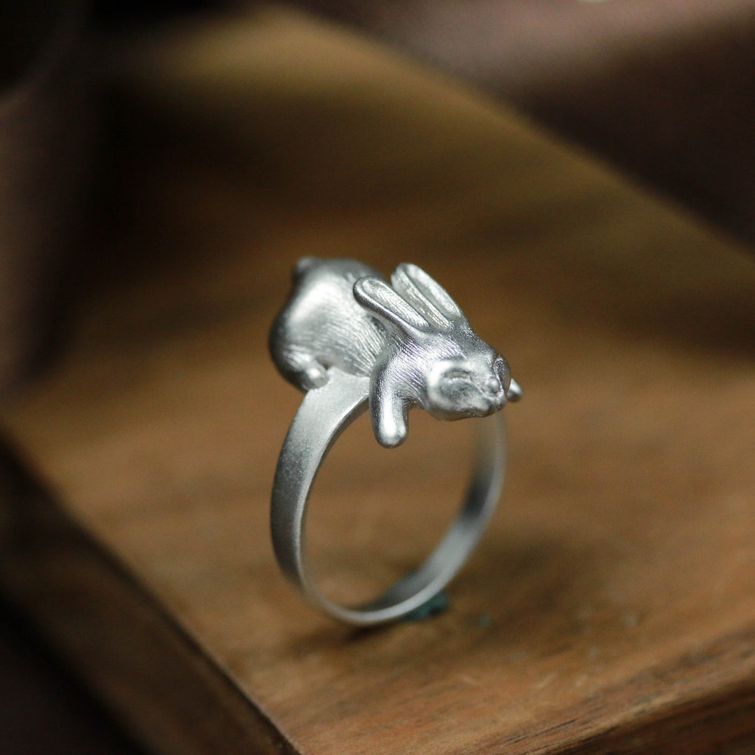 Peter Rabbit Sterling Silver Ring, Silver Buck Rabbit Adjustable Ring ...