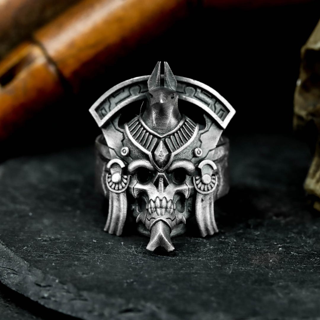 Divine Mecha Skull 925 Silver Ring - Lingyu God King Totem Mechanical ...
