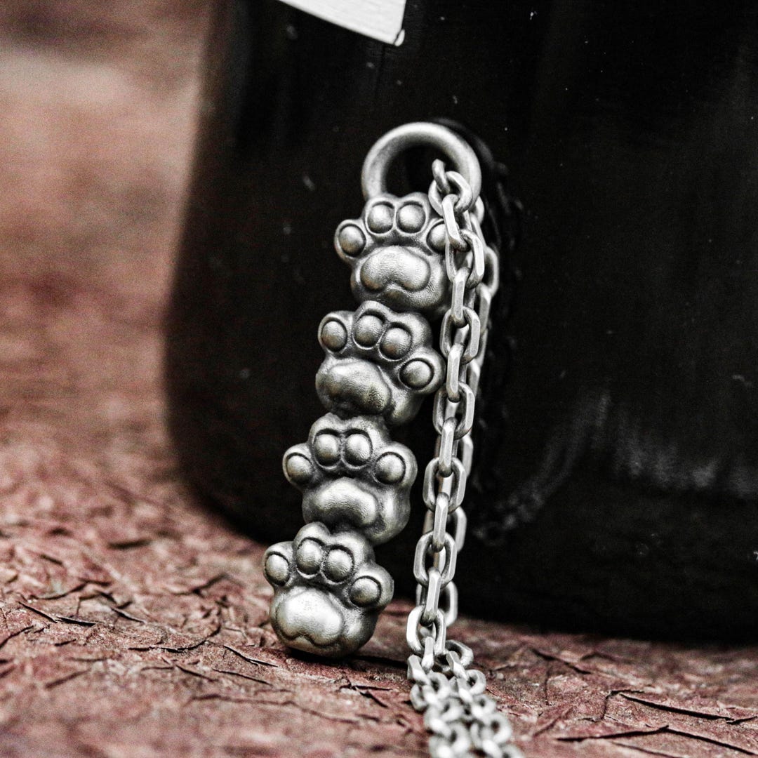 Stacked Cat Paw 925 Sterling Silver Urn Pendant - Pet Memorial Keepsake ...