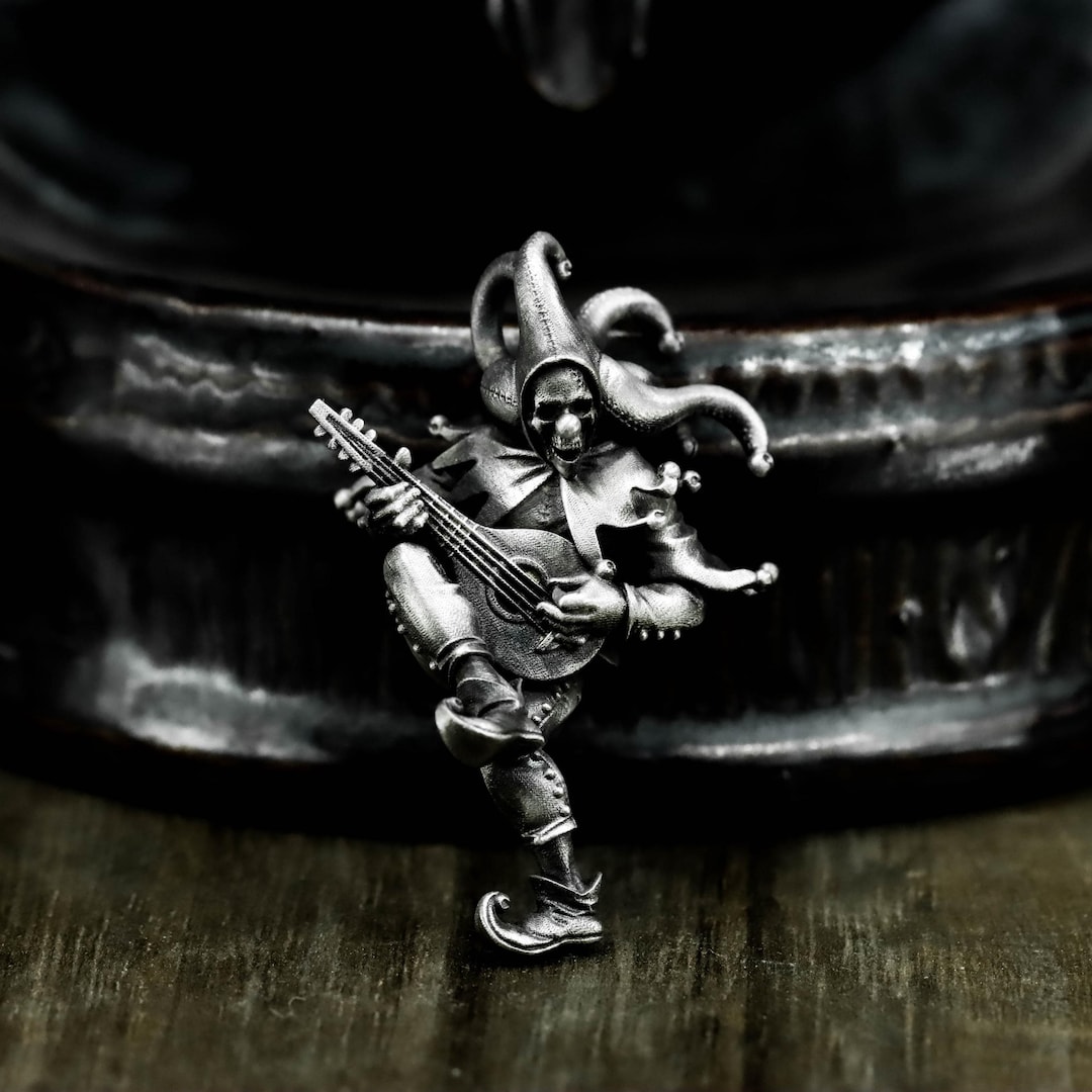 Circus Troupe Jester 925 Silver Pendant - Skeleton Clown Handmade ...