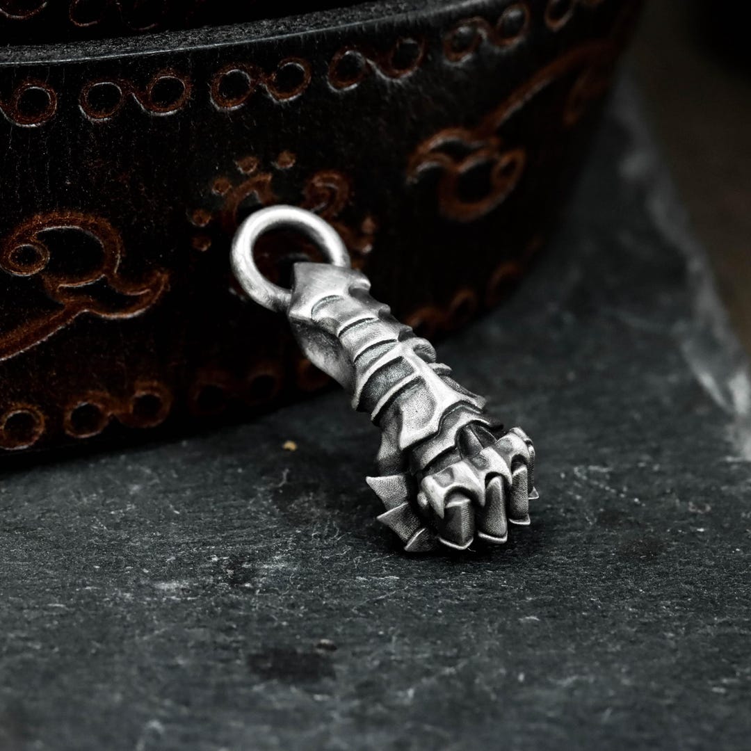 Mech Armor Fist 925 Silver Pendant - Robotic Power Handmade Jewelry ...