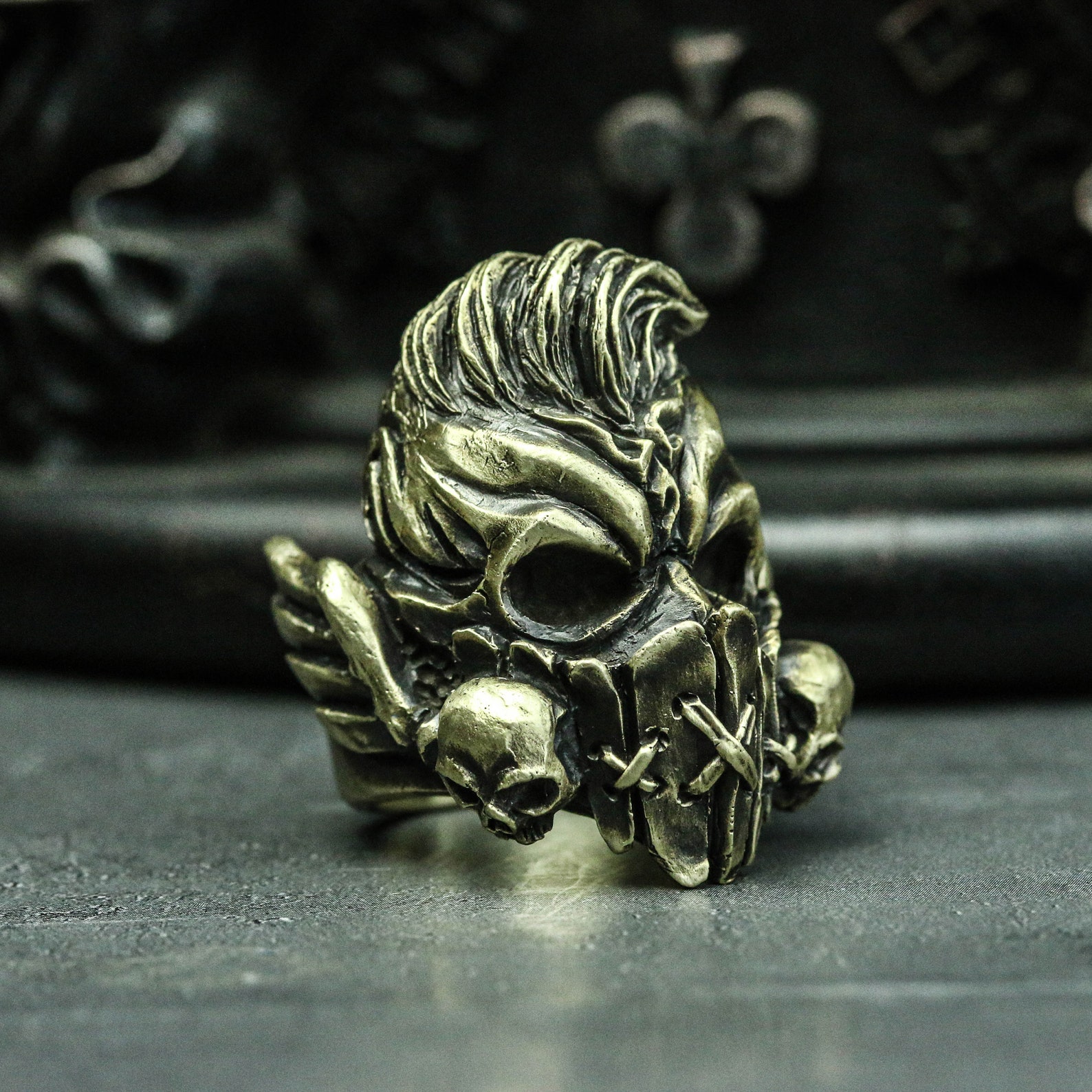 Ninja Skull Ring Japanese Ninja Ring Gas Mask Skeleton Brass | Etsy