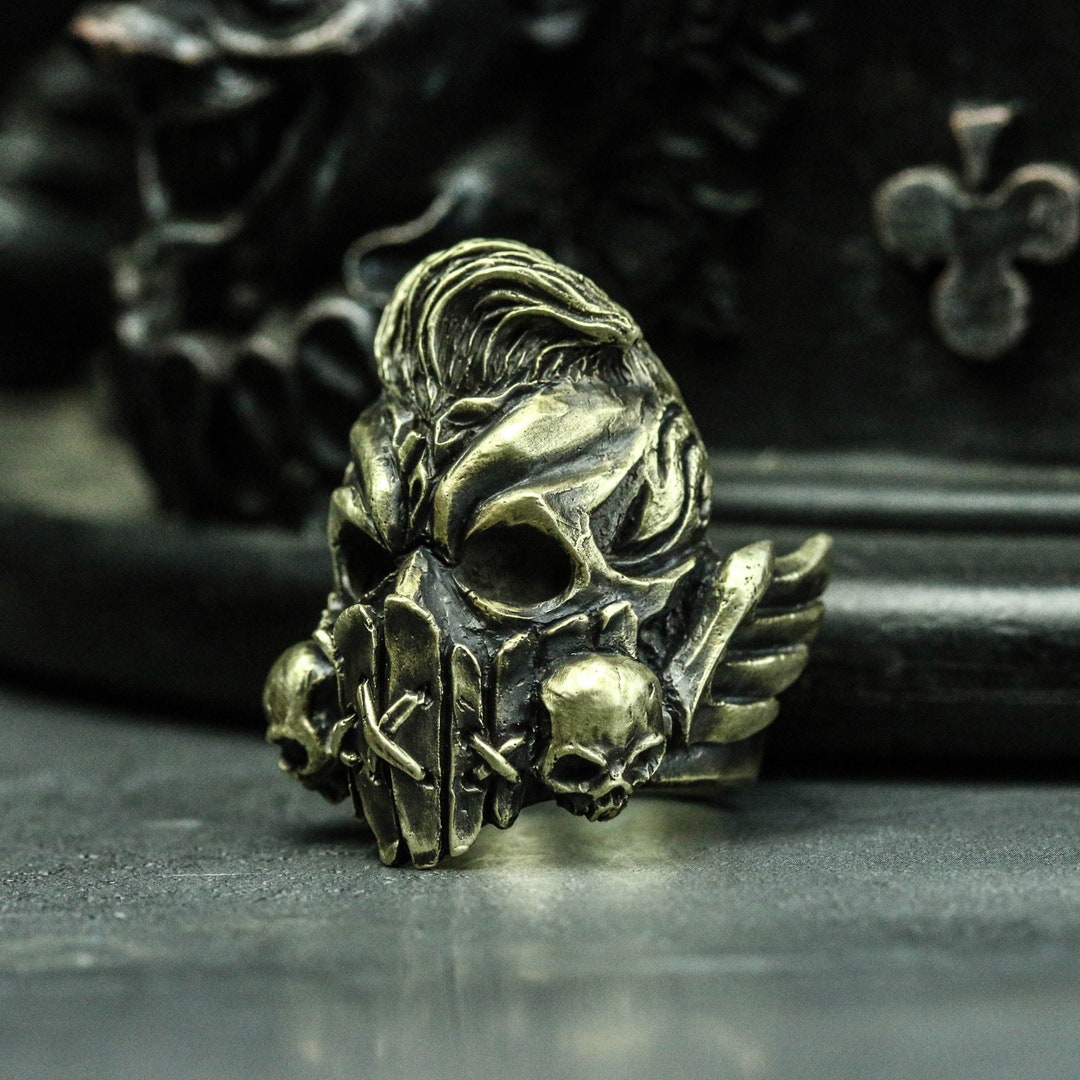 Handmade Brass Ninja Skull Ring: Gas Mask Skeleton Jewelry - Etsy