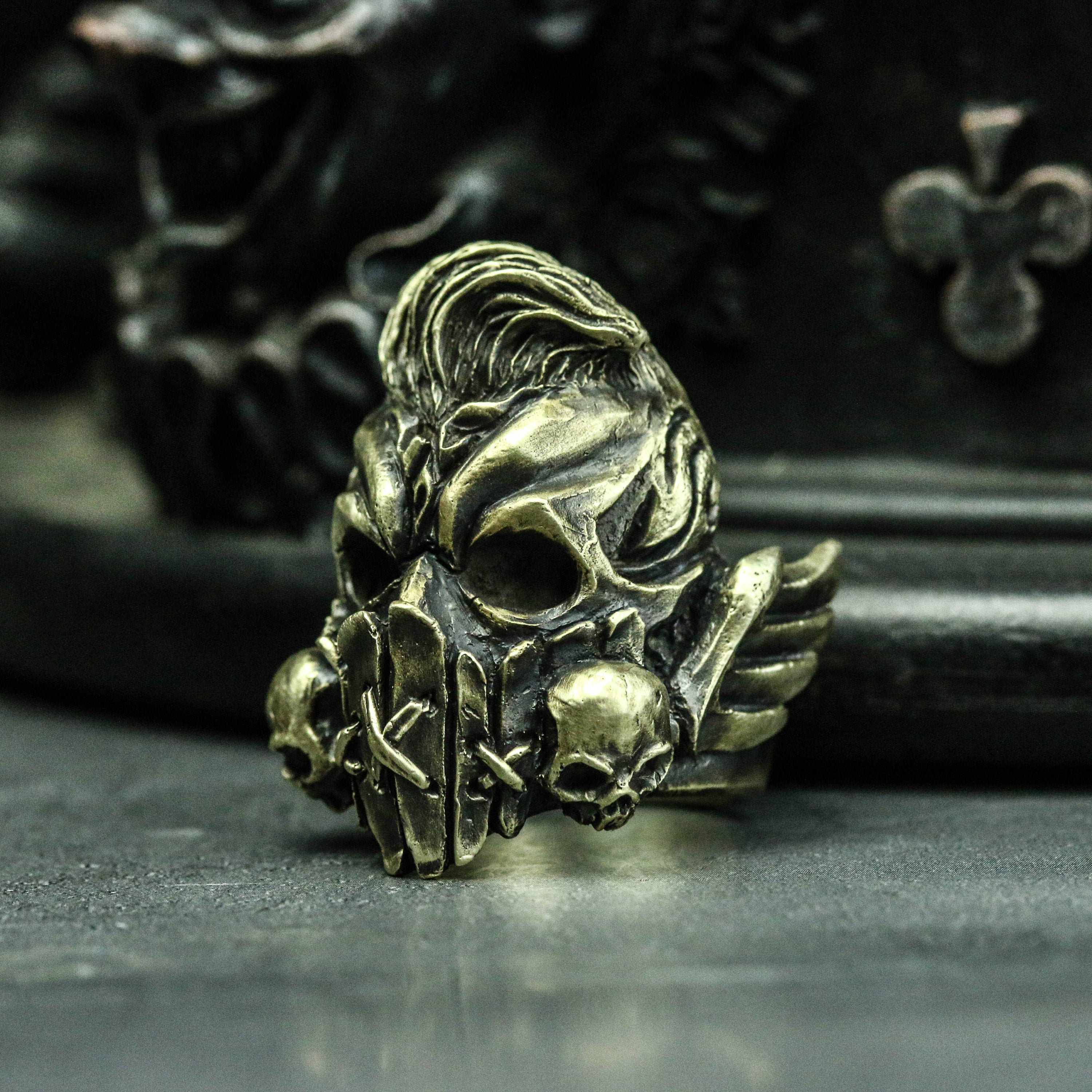 Ninja Skull Ring Japanese Ninja Ring Gas Mask Skeleton Brass | Etsy