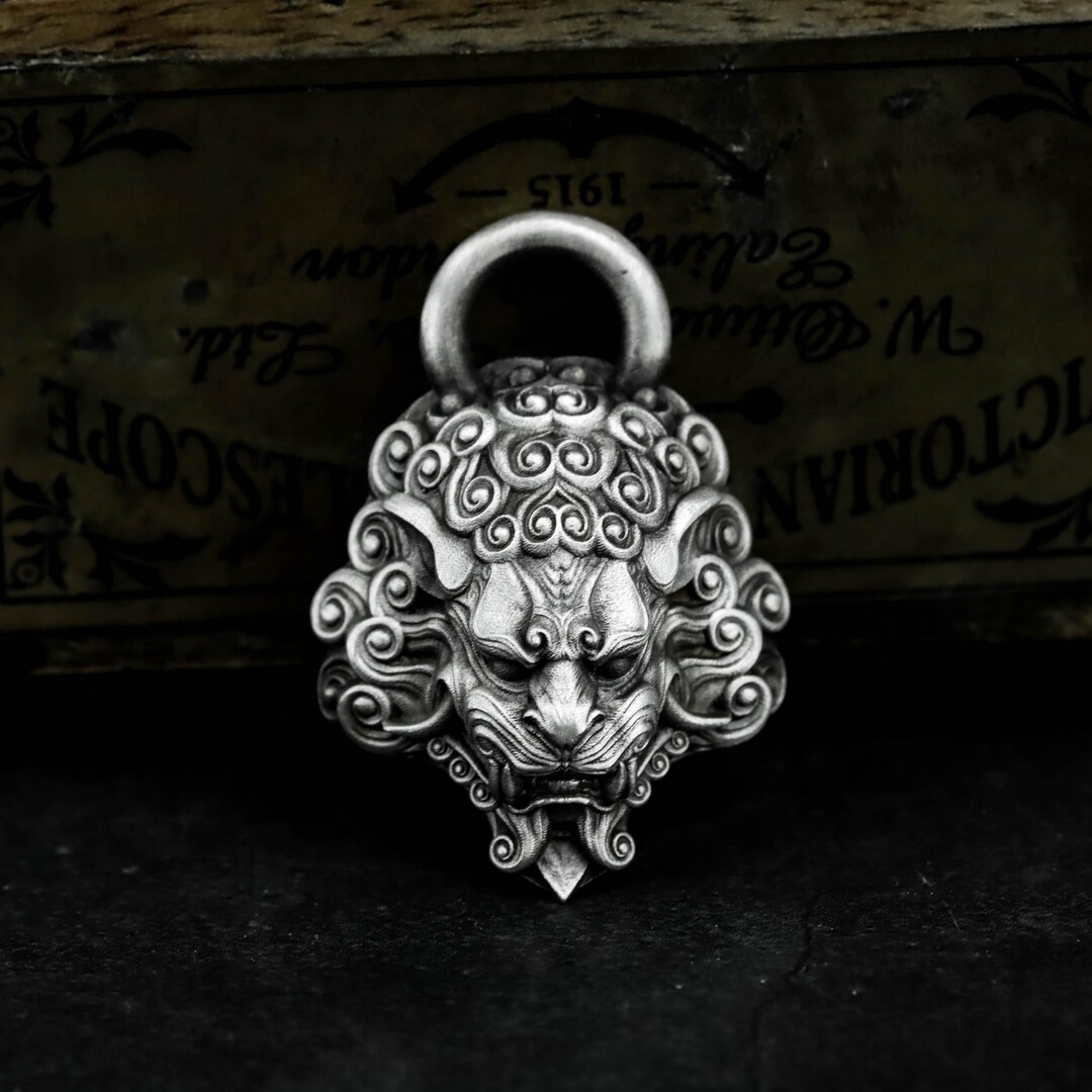 925 Silver Qilin Pendant Necklace: Mythical Chinese Lion Talisman - Etsy