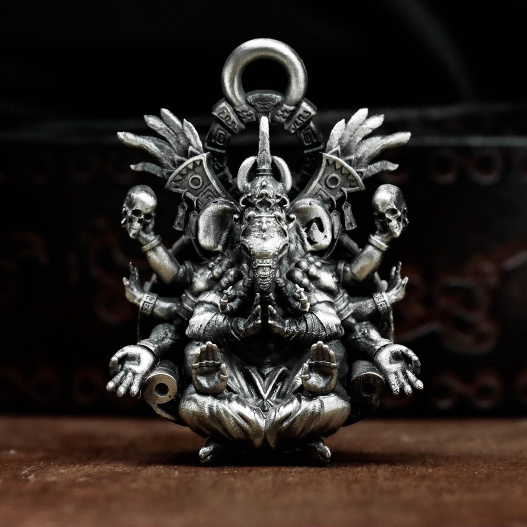 Mayan Indian Eight-armed Elephant God 925 Silver Pendant: Ganesha Totem ...