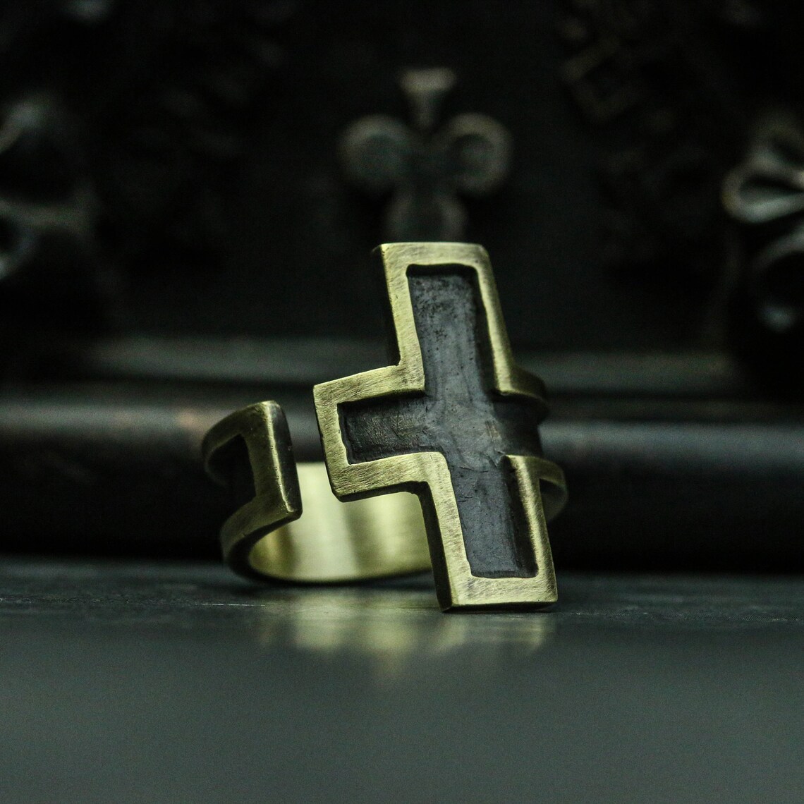 Crusader Brass Ring Warrior Ring Cross Ring Medal Ring Brass | Etsy