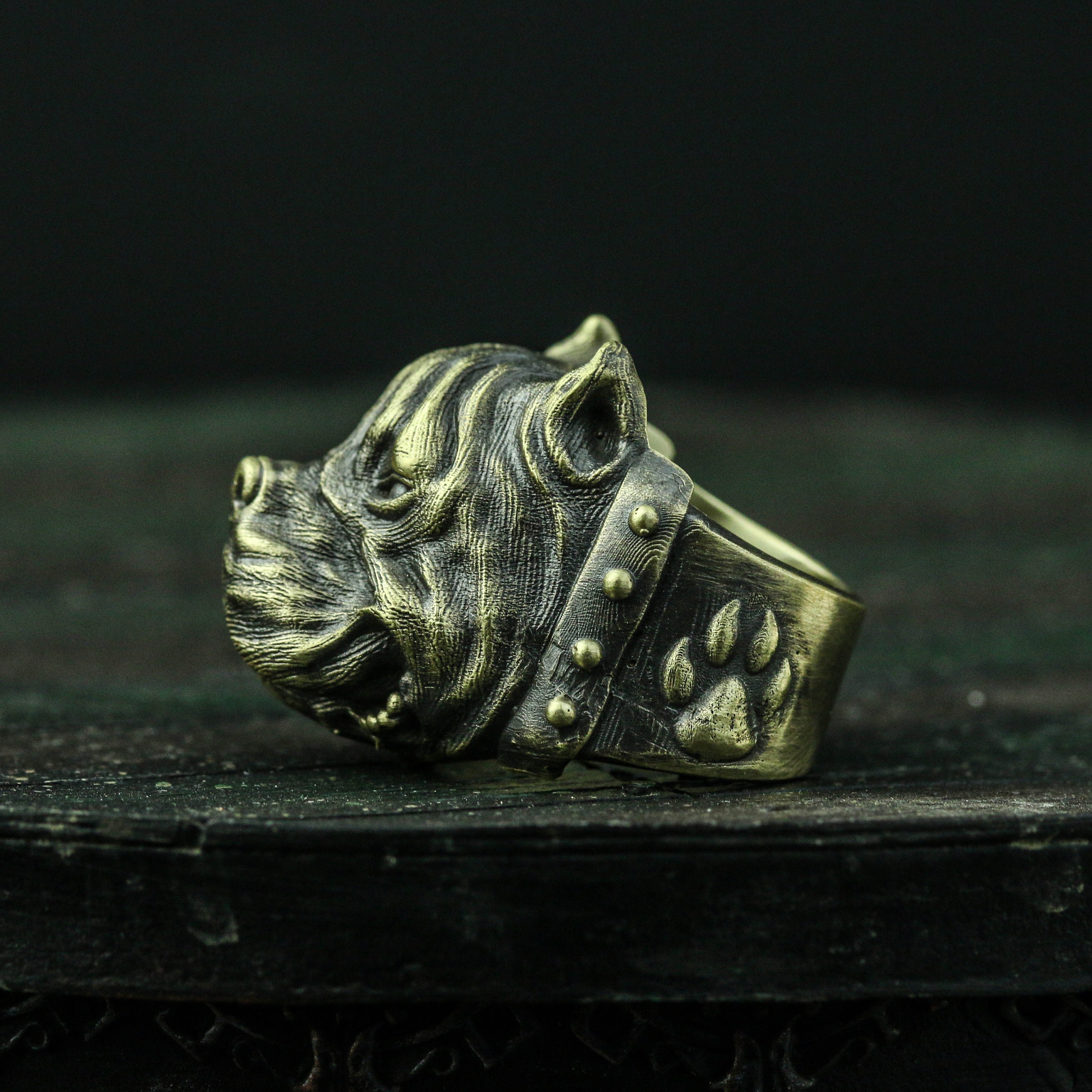 Bully Dog Ring Pet Ring Brass 925 Silver Handmade Custom - Etsy UK