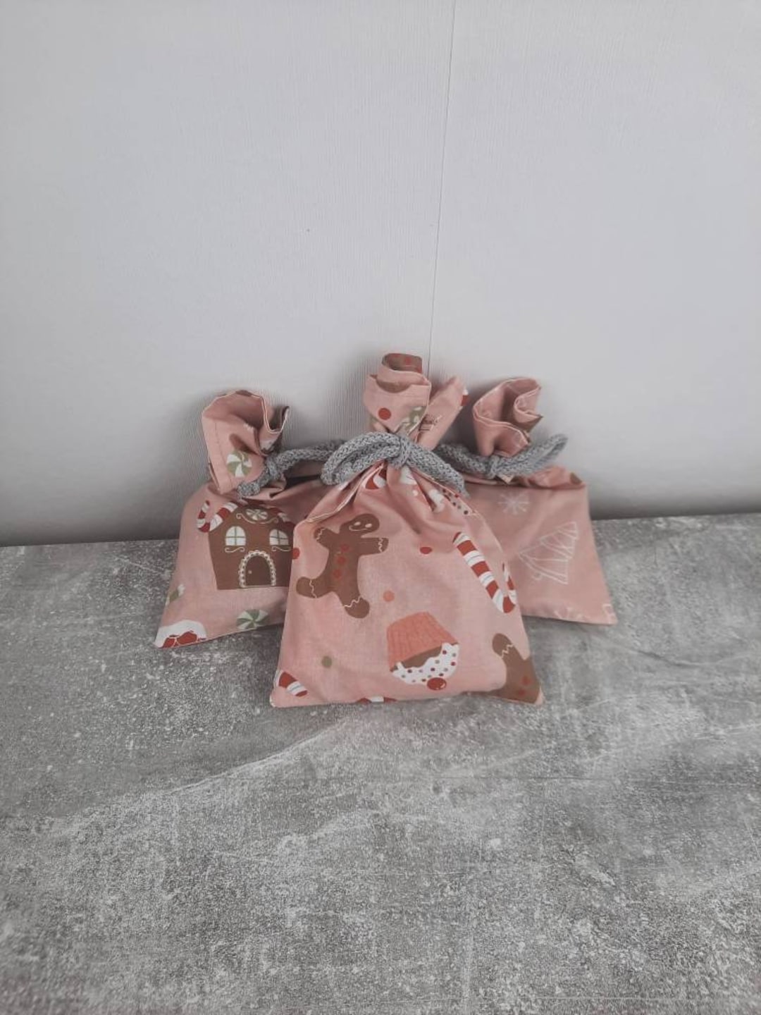 Gift Bag Christmas Gingerbread Man Pink - Etsy