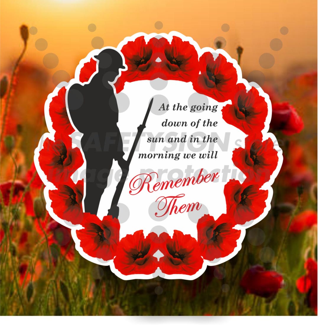 Lest We Forget Window Sticker Decal Poppy Remembrance Day Remember Them ...
