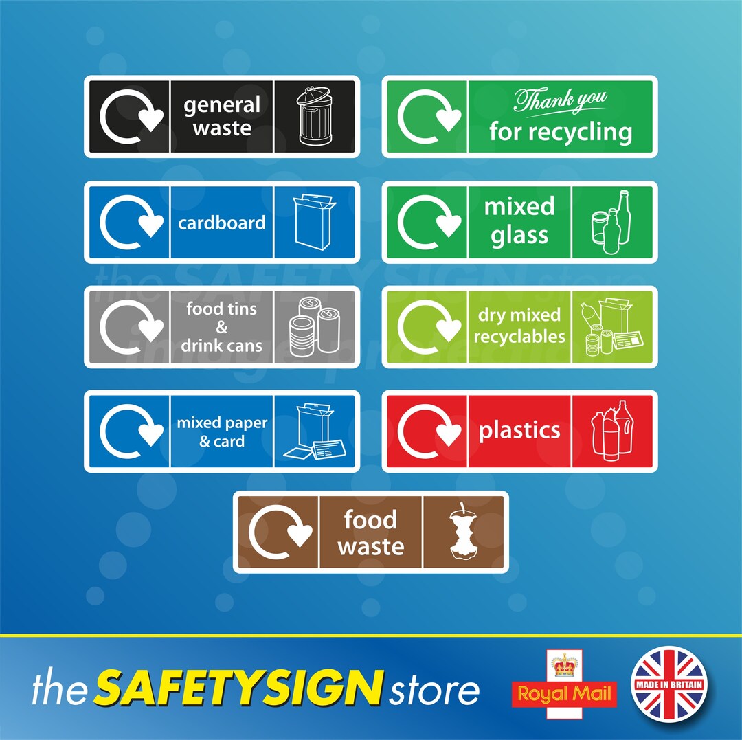 Recycling Stickers General Waste Thank You for Recycling Cardboard ...