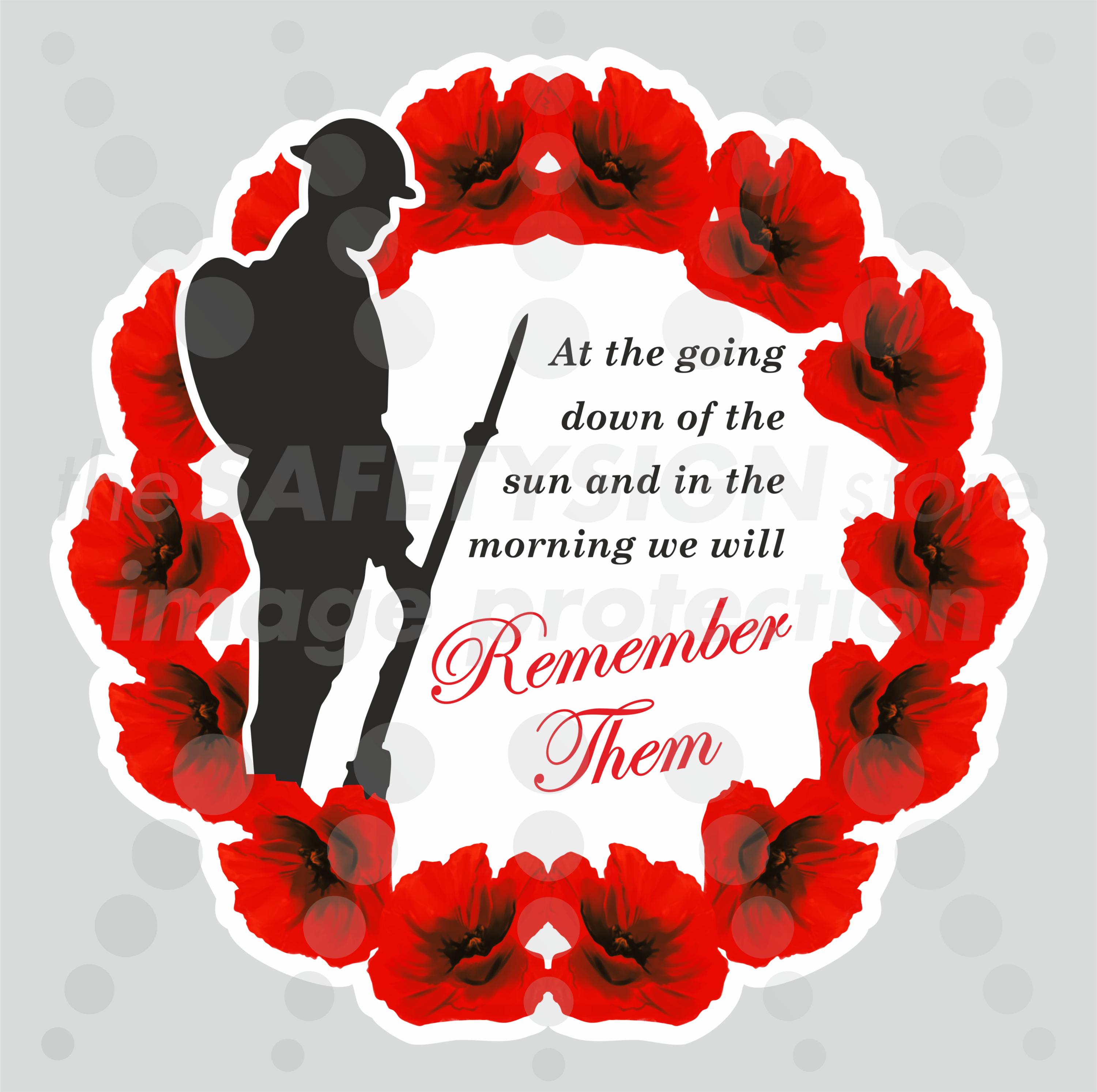 Lest We Forget Window Sticker Decal Poppy Remembrance Day Remember Them ...
