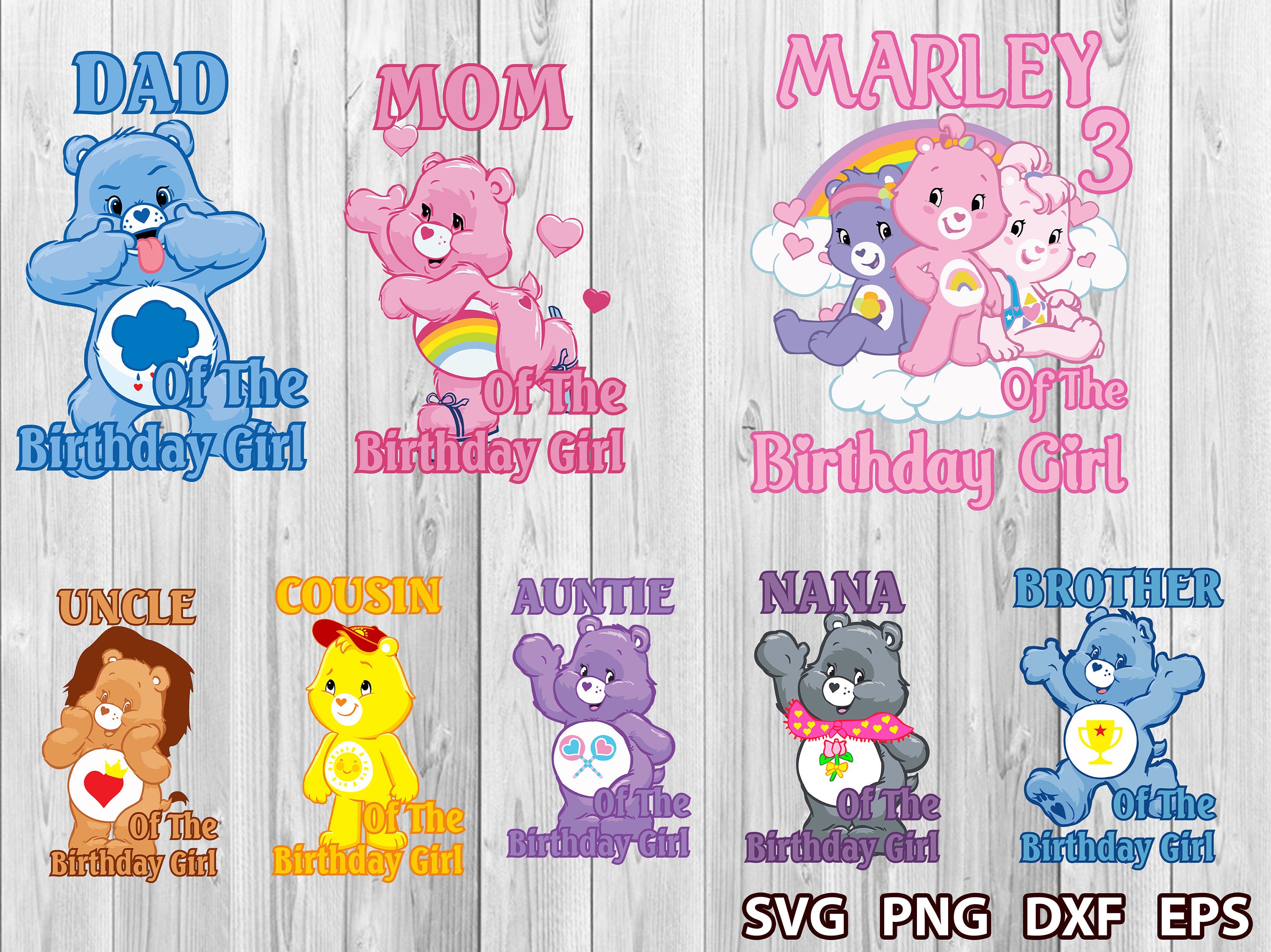 Care Bears Birthday Svg Family Matching Svg Lindo Oso Png | Etsy