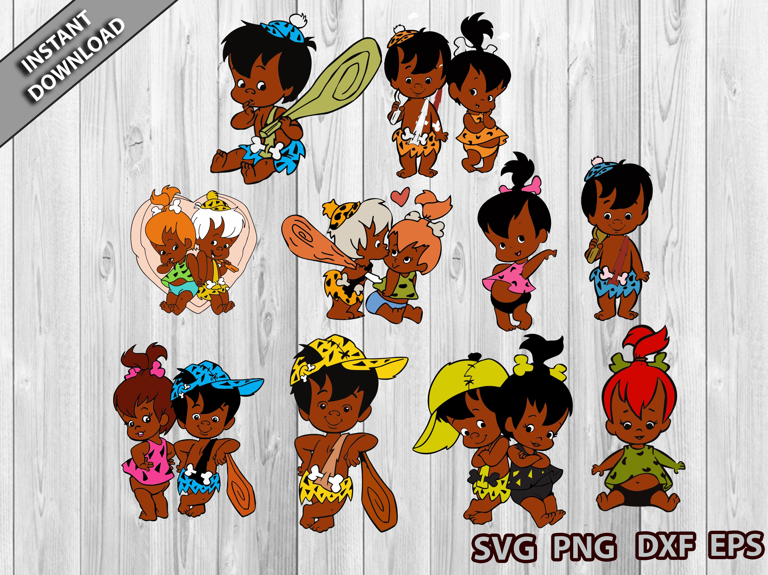 Flintstones Inspired Svg Pebbles & Bamm Bamm Svg African | Etsy