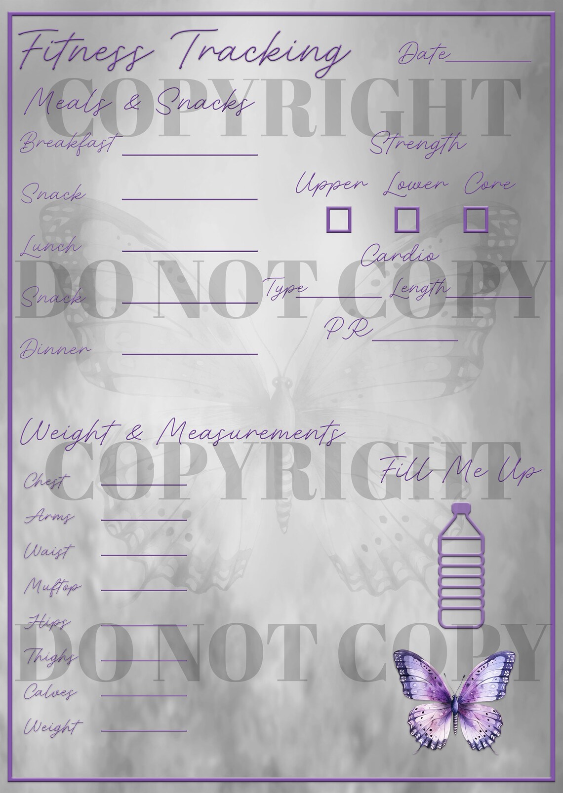 A Healthier You Fitness Journal 4 Page Bundle: Sheet Weight Workout ...