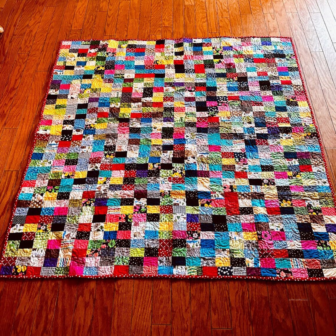 NEW!! Handmade Scrap Quilt Large Couch Throw - Multi Color Pattern With ...