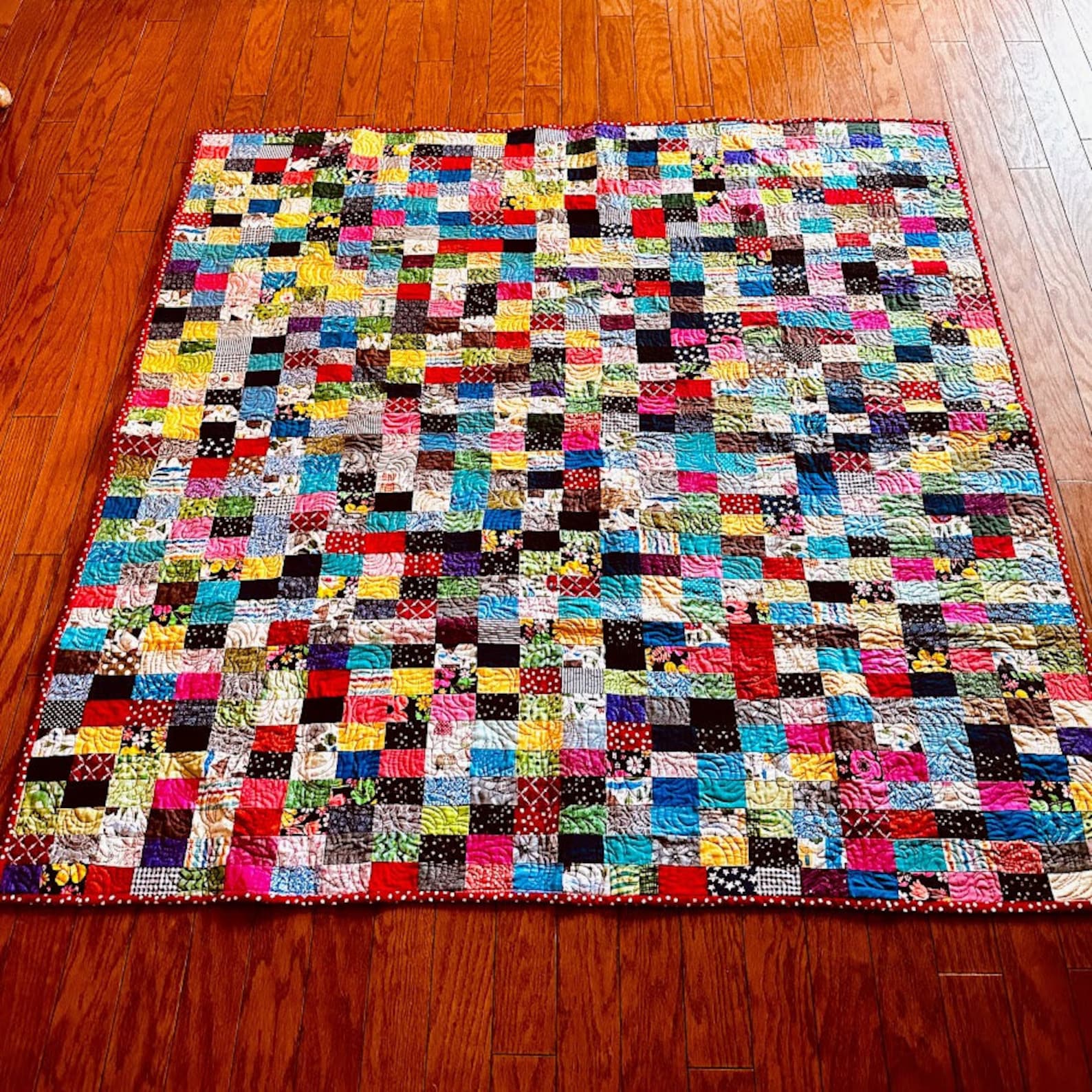 NEW!! Handmade Scrap Quilt Large Couch Throw - Multi Color Pattern With ...