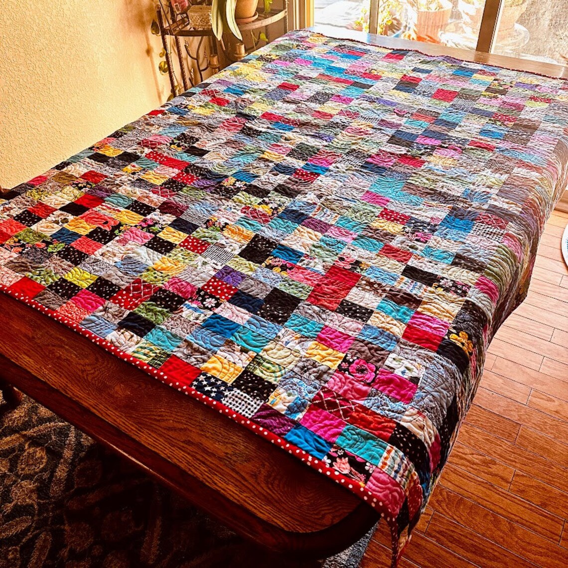 NEW!! Handmade Scrap Quilt Large Couch Throw - Multi Color Pattern With ...