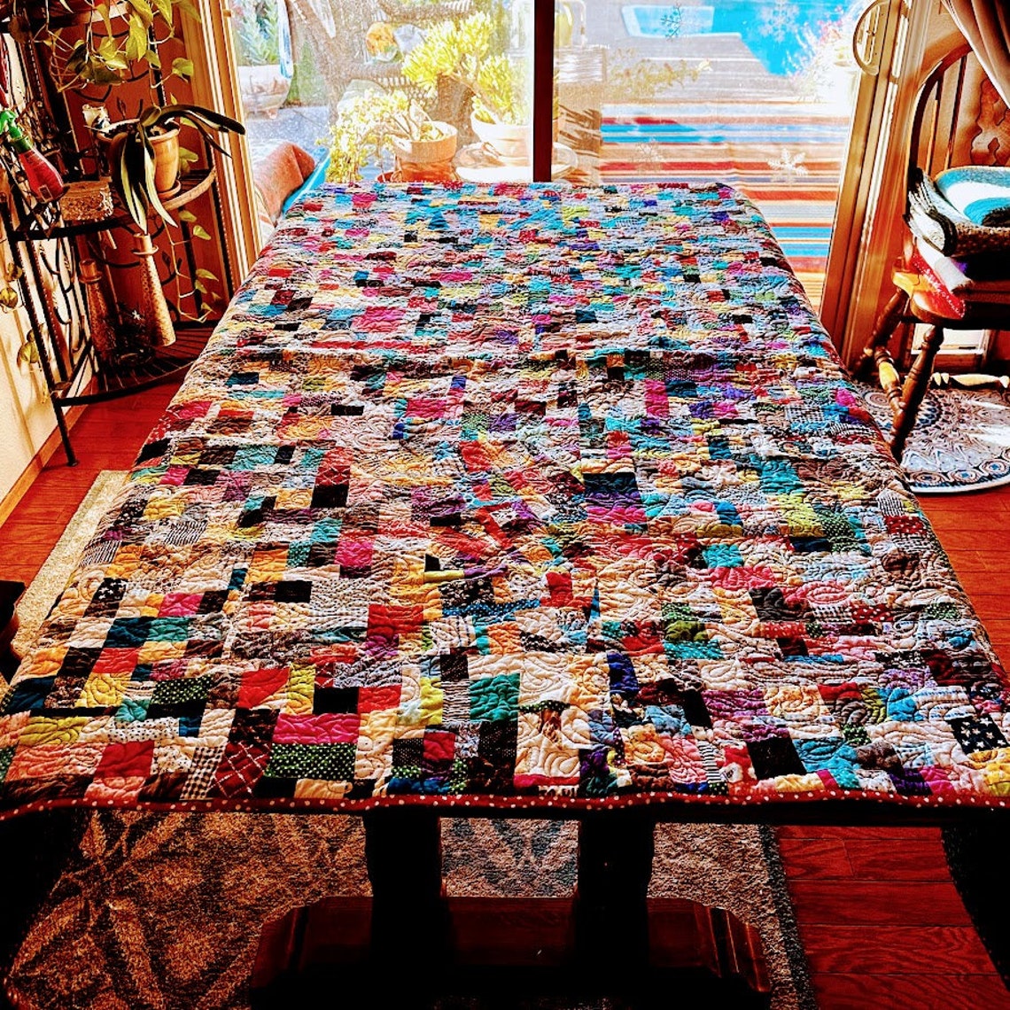 NEW Handmade Scrap Quilt Large Throw or Small Single Bed Patchwork ...