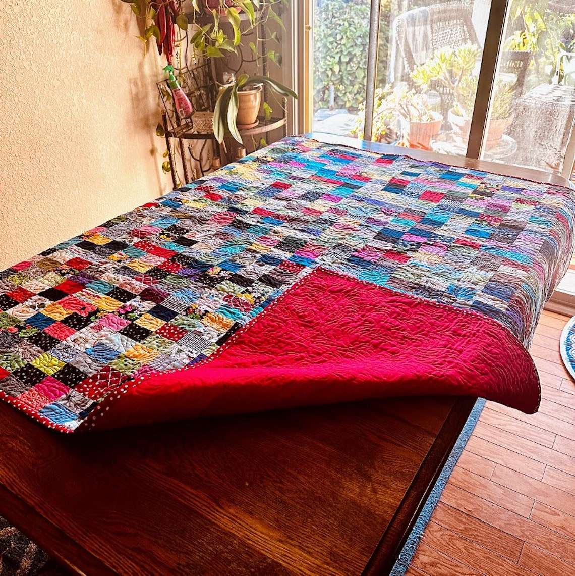 NEW!! Handmade Scrap Quilt Large Couch Throw - Multi Color Pattern With ...