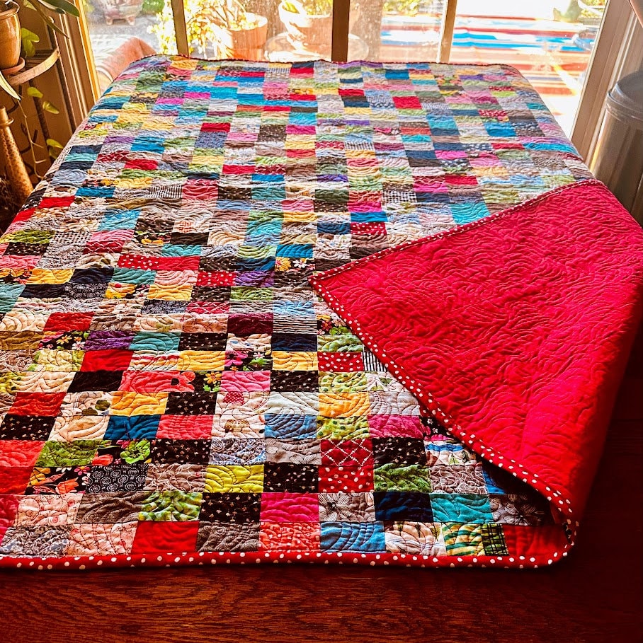 NEW!! Handmade Scrap Quilt Large Couch Throw - Multi Color Pattern With ...