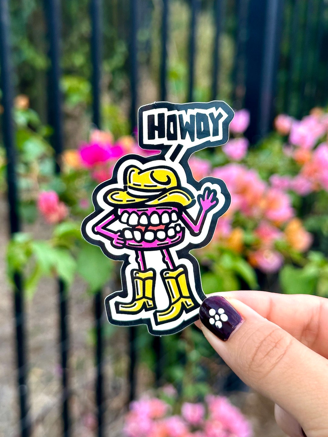 Howdy Wind-up Teeth Cowboy Sticker 1.9 X 2.9 Cute Vinyl Decal - Etsy