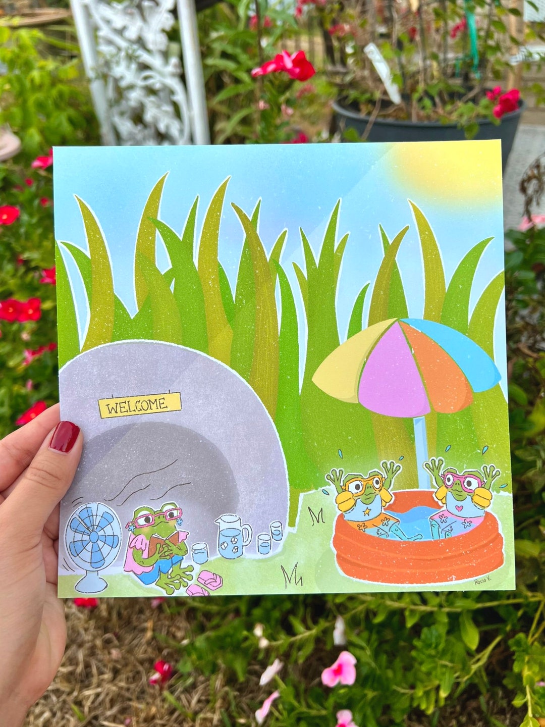 Sunshine Frogs 8x8 Inch Illustration Art Print - Etsy