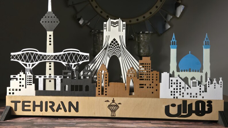 3D LED Tehran Skyline – Layered Wood Cityscape Wall Art Sign - Etsy