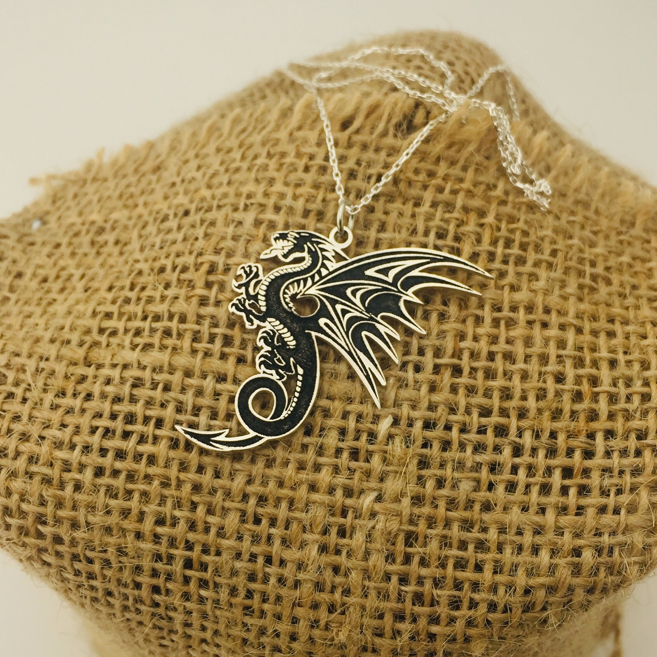 925 Sterling Silver Dragon Pendant and Necklace, Dragon Shaped Silver ...