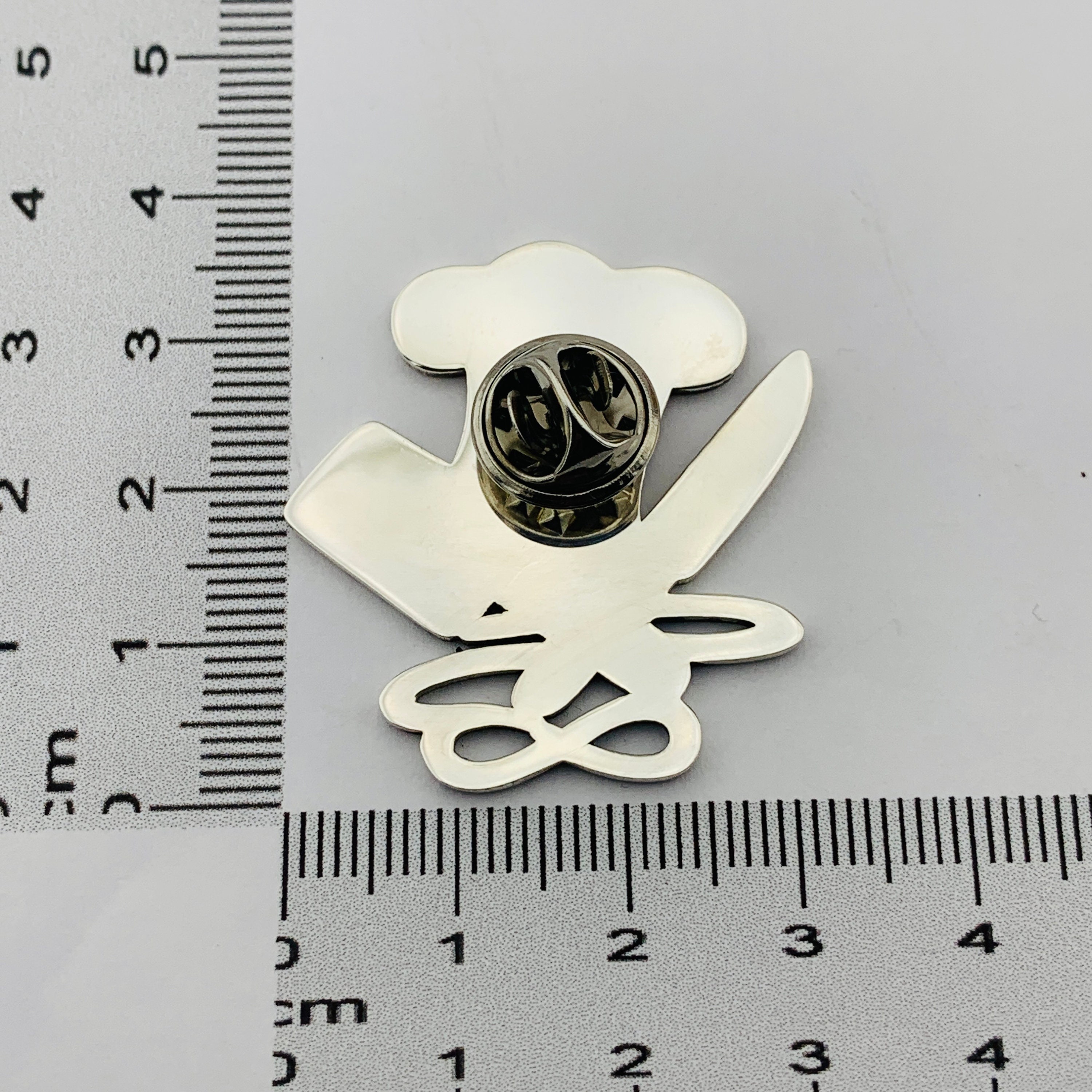 Gastronomy Themed Chef Hat and Knife Detailed Silver Brooch, Pin ...