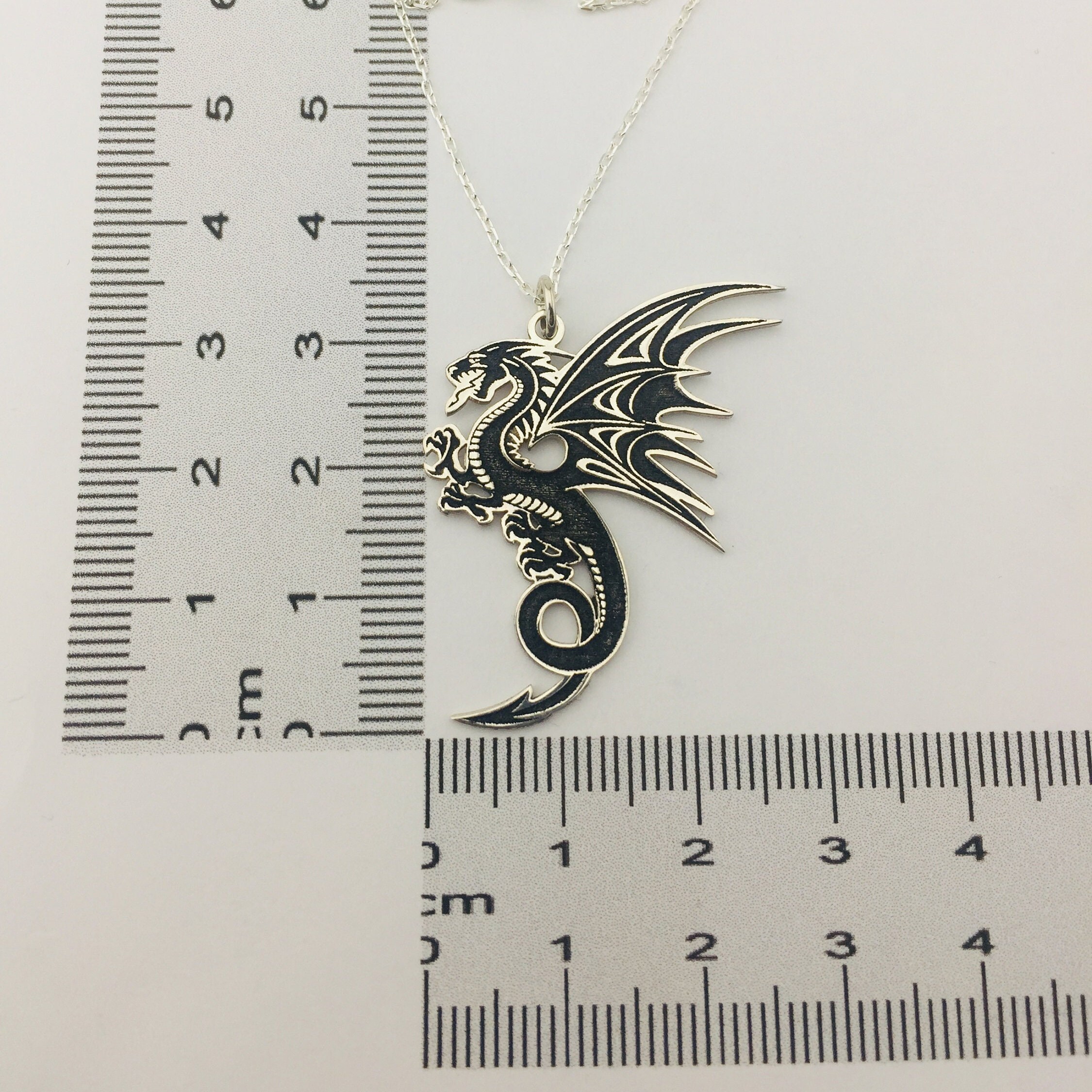 925 Sterling Silver Dragon Pendant and Necklace, Dragon Shaped Silver ...