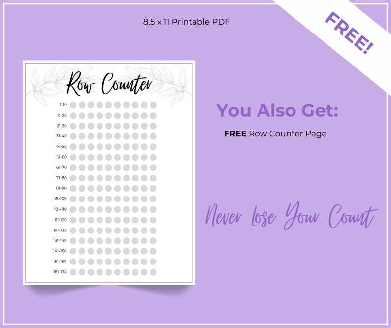 Knitting Project Tracker, Printable Planner, Row Counter (PDF Download ...