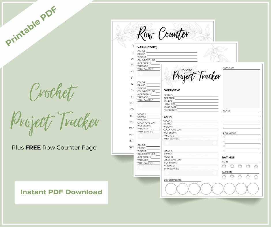 Crochet Project Tracker, Digital Crochet Planner, Printable PDF ...