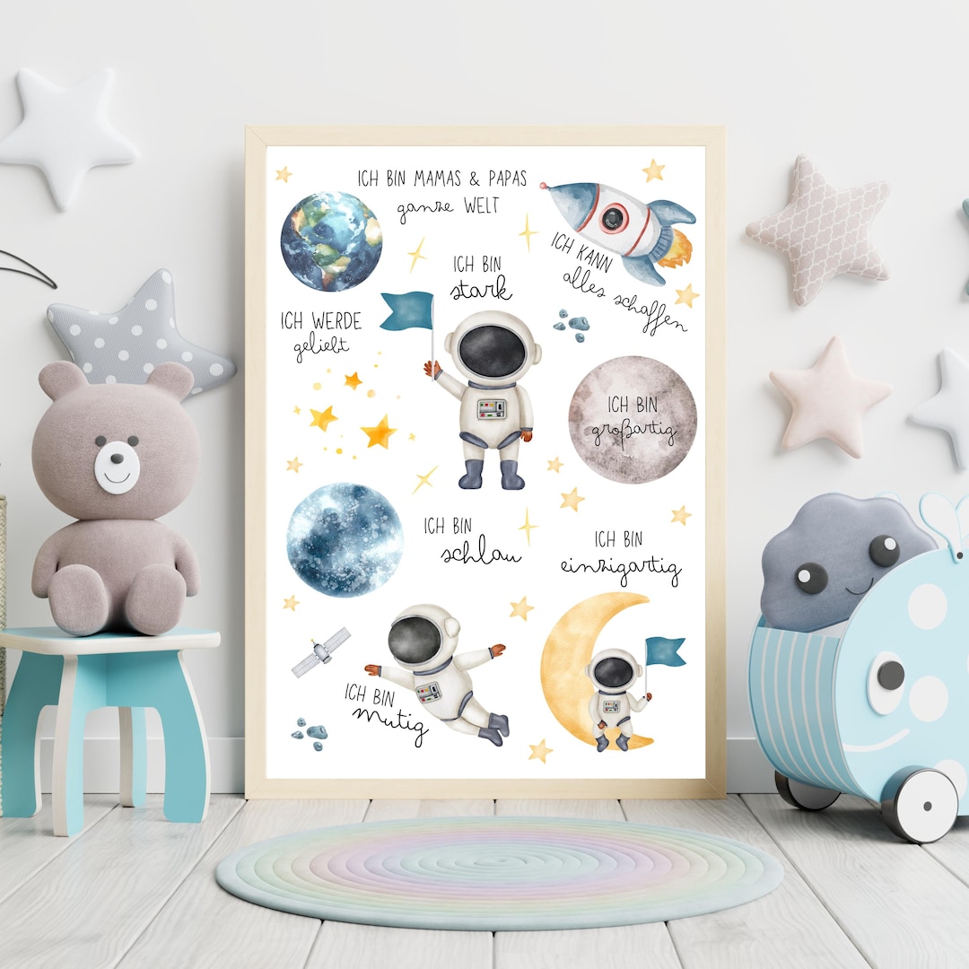 Affirmation Poster for Children With Astronaut & Space Motif | Positive ...