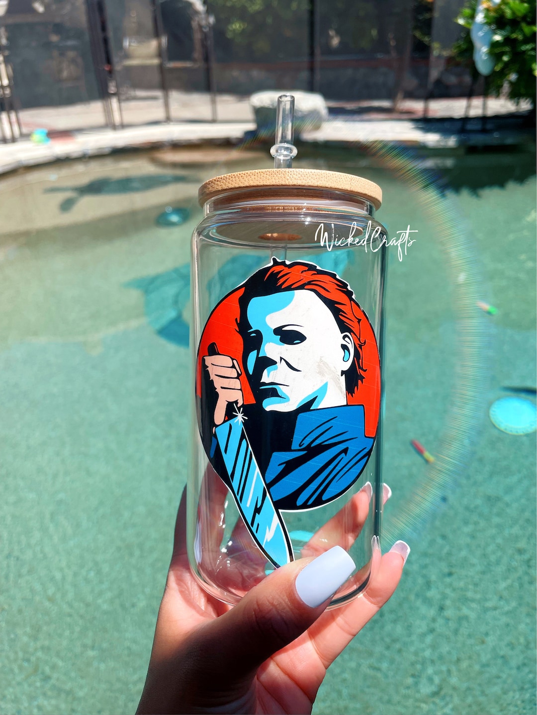 Michael Myers Horror Glass Can | Halloween Glass Cup, Spooky Season ...
