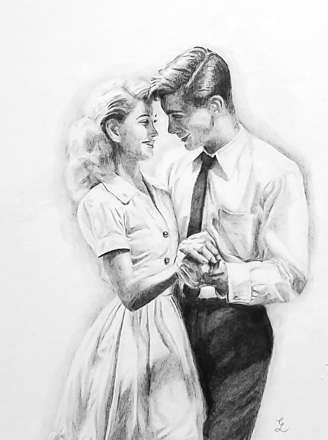 Romantic Couple Dancing / Graphite Drawing Fine Art Print / A Time to ...