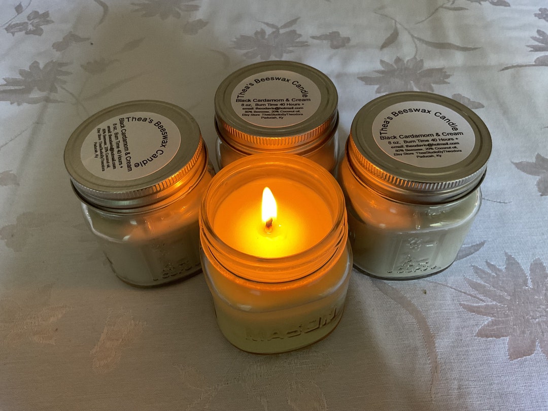 Strong Scented Black Cardamom and Cream Beeswax Candle 8 Oz, Fall ...